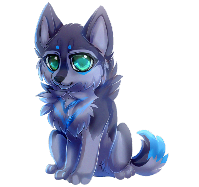 Blue Anime Wolf Pup